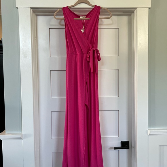 See You Monday | Dresses | Hot Pink See You Monday La Faux Wrap Ankle ...